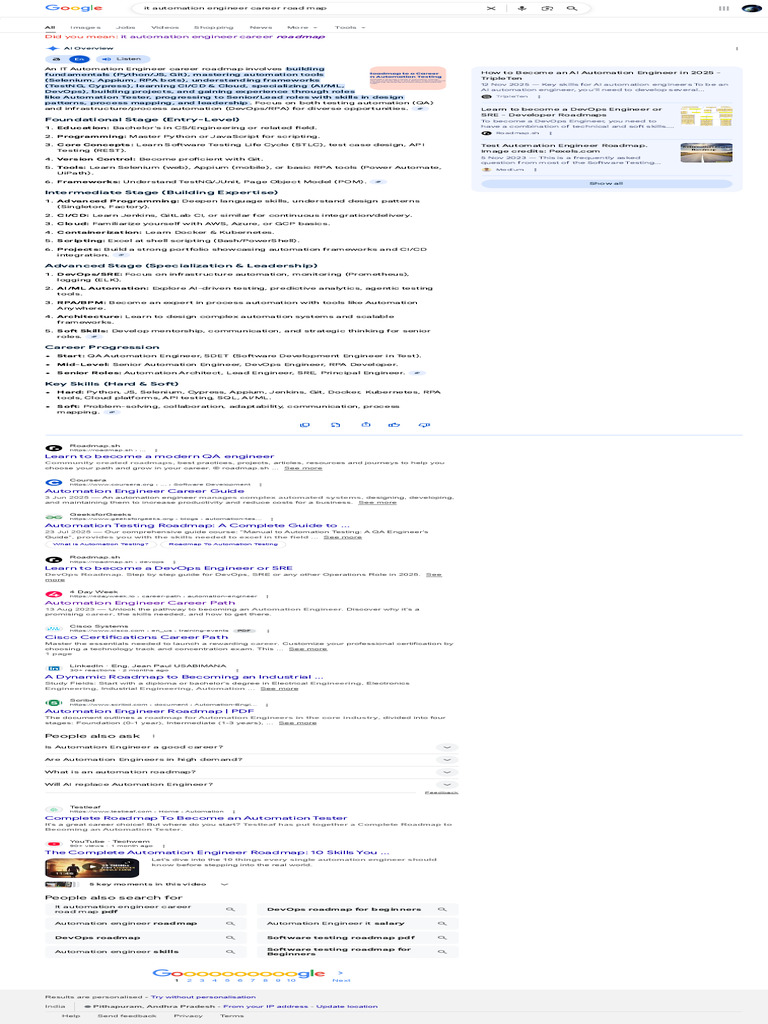 It Automation Engineer Career Road Map - Google Search | PDF | Selenium ...