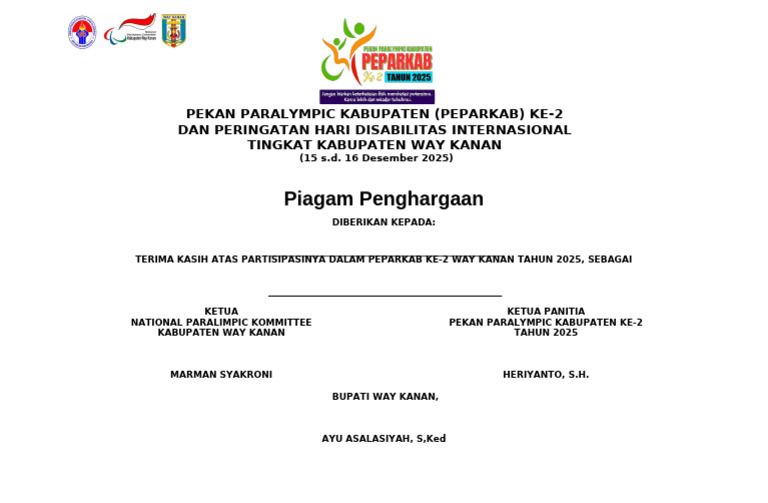Piagam Penghargaan | PDF