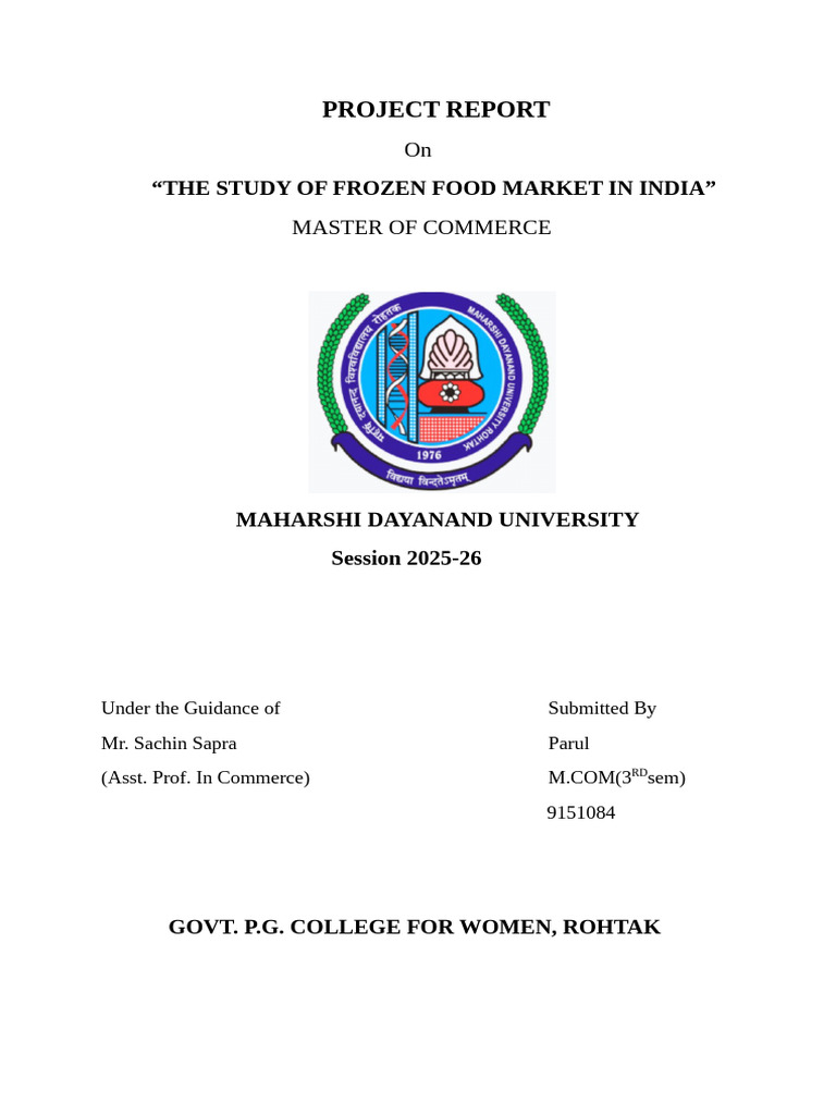 Frozen Food Market Study in India | PDF | Consumer Behaviour | Market ...