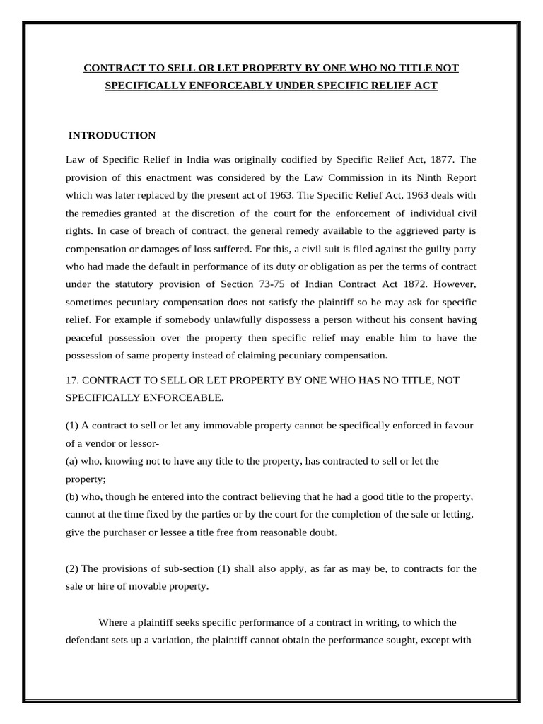 Unenforceable Property Sale Contracts | PDF | Legal Remedy | Lawsuit