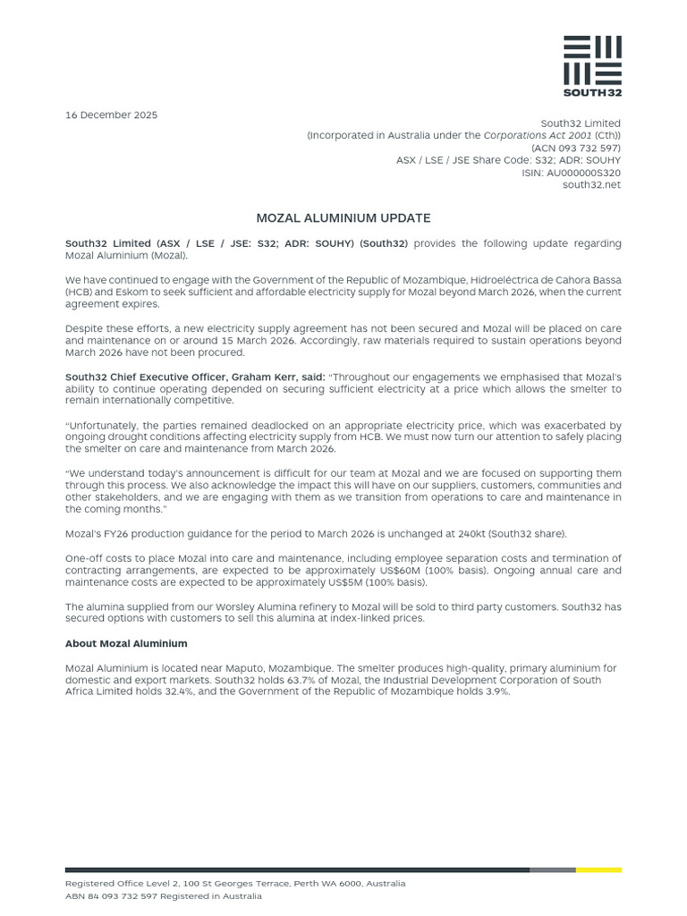 Mozal Aluminium Update 0xb2a6d19838e0432f | PDF | Economies