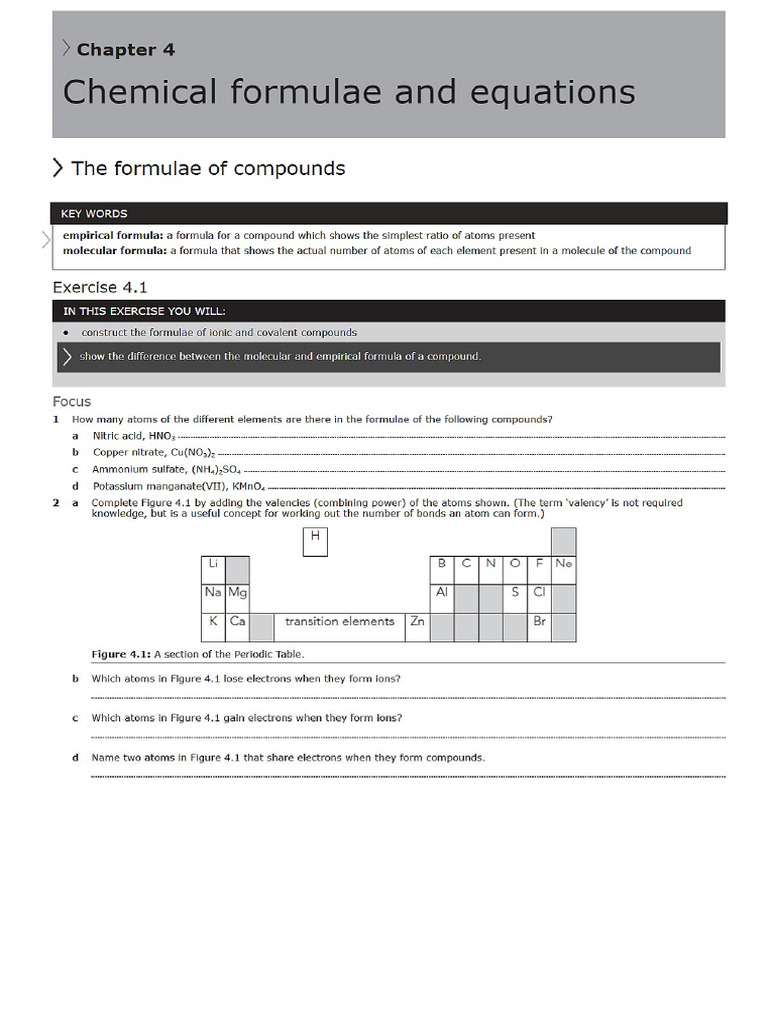 Chemical Formulas and Equations Guide | PDF | Chemical Compounds | Mole ...