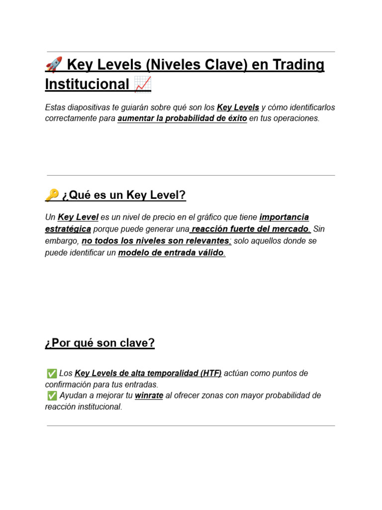? Key Levels Niveles Clave en Trading Institucional ? 1 | PDF