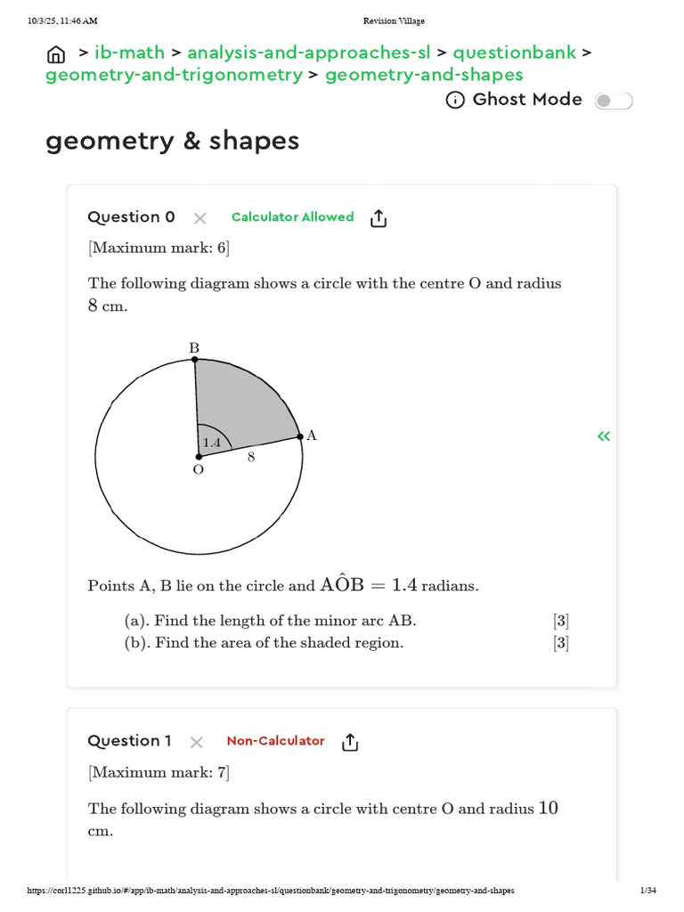 Geometry and Trigonometry Question Bank | PDF | Area | Circle