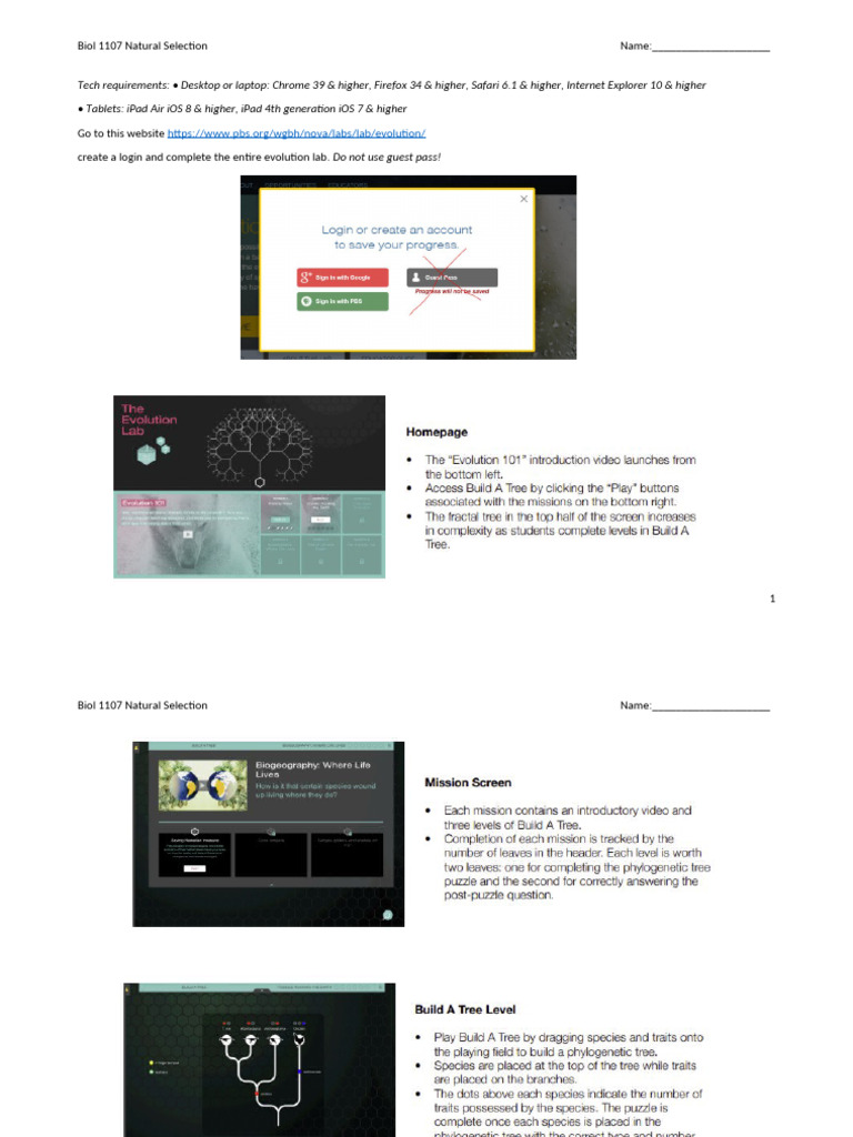 Biol 1107 Natural Selection Evolution Lab | PDF | Natural Selection ...