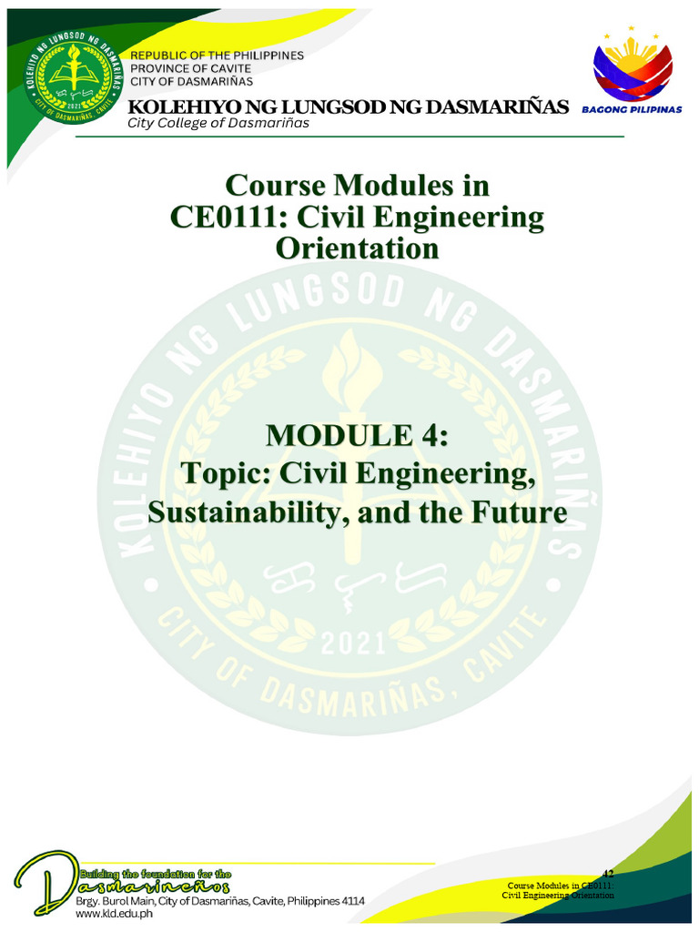 Week 10-13 Module 4 Civil Engineering, Sustainability, and The Future ...