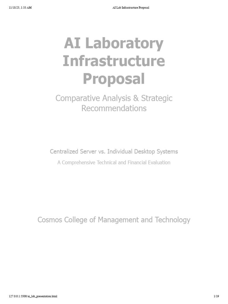 AI Lab Infrastructure Proposal | PDF | Graphics Processing Unit ...