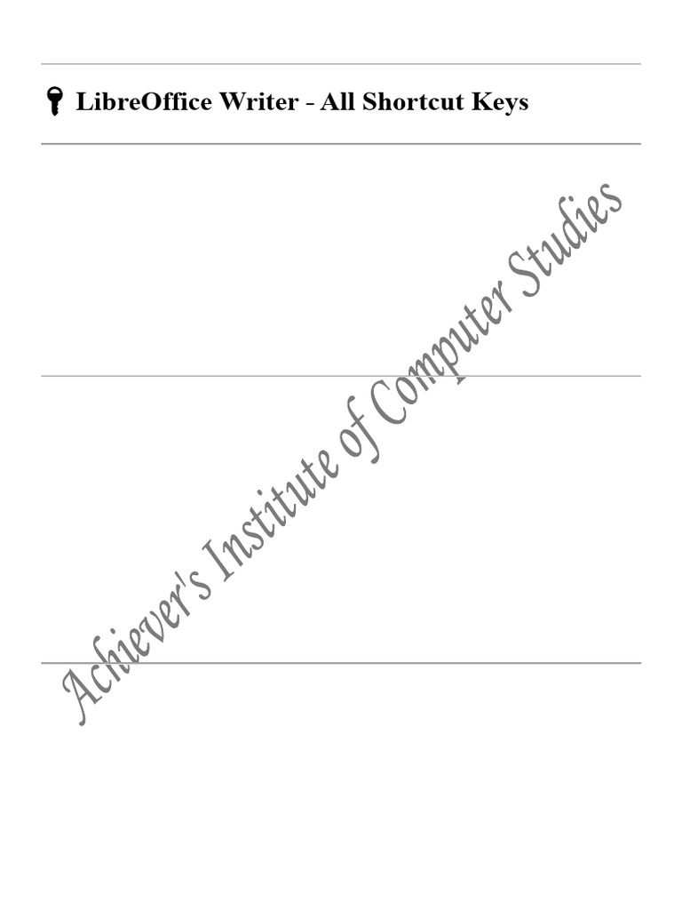 LibreOffice Writer Shortcut Keys - 250619 - 155503 | PDF | Control Key ...
