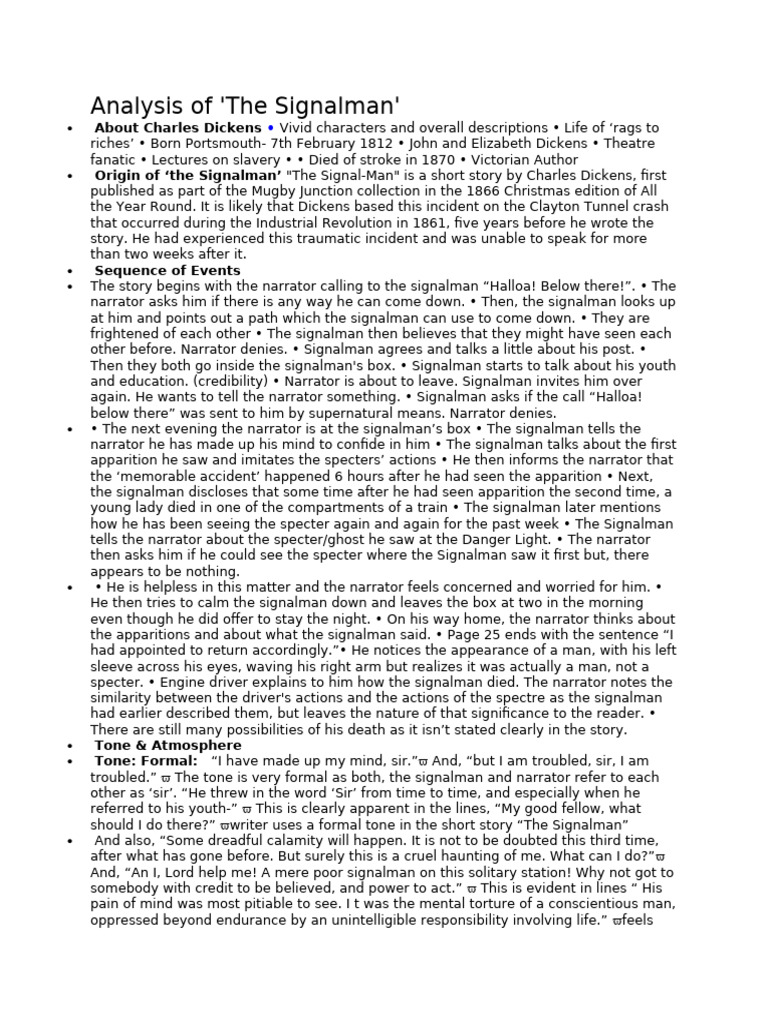 Analysis of Dickens' "The Signalman" | PDF