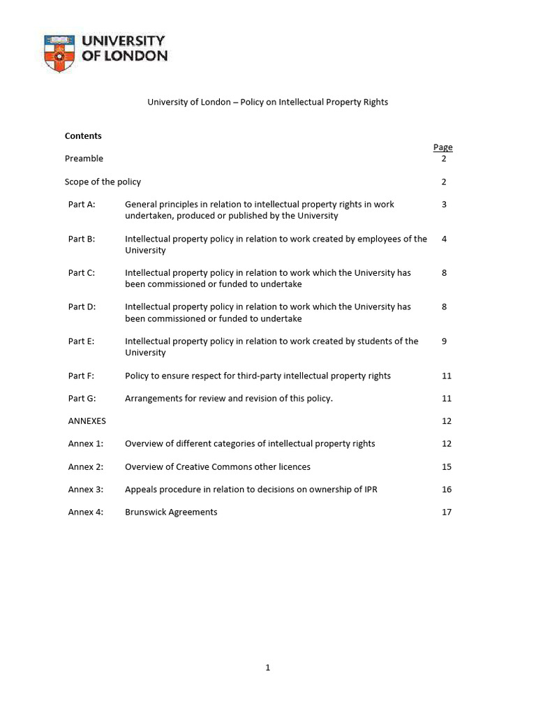 Intellectual Property Policy | PDF | License | Copyright