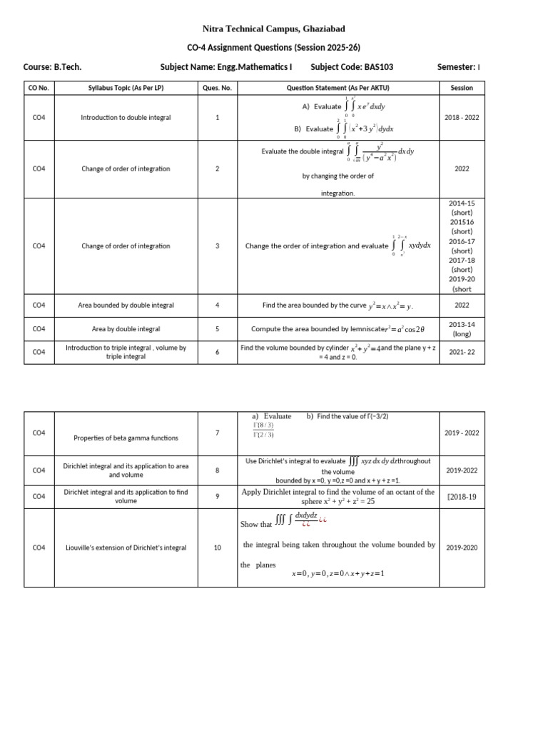 Unit 4 Assignment 2025 26 | PDF | Integral | Area