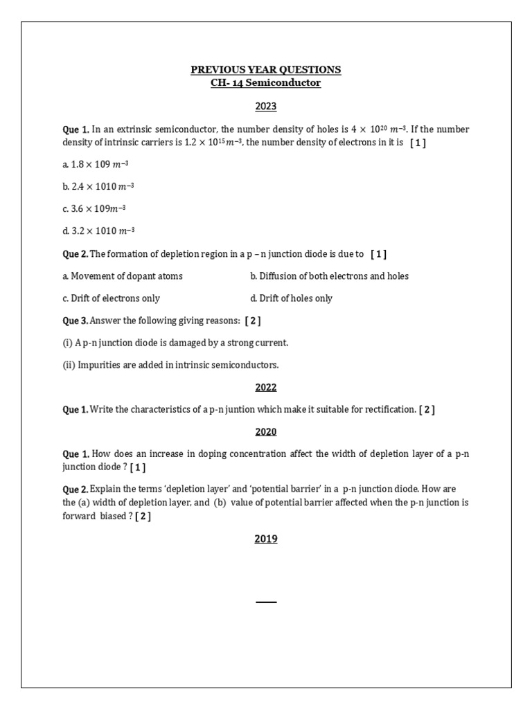 CH - 14 Semiconductor PYQ | PDF