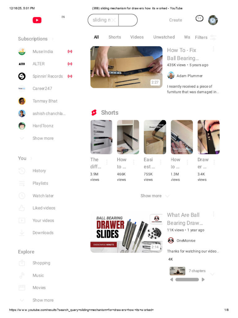 Sliding Mechanism for Drawers Explained | PDF