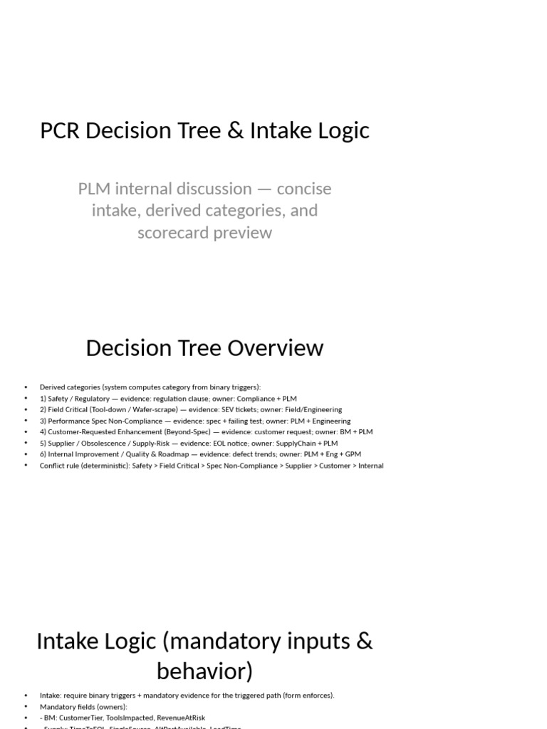 PCR Decision Tree & Intake Logic Guide | PDF | Regulatory Compliance