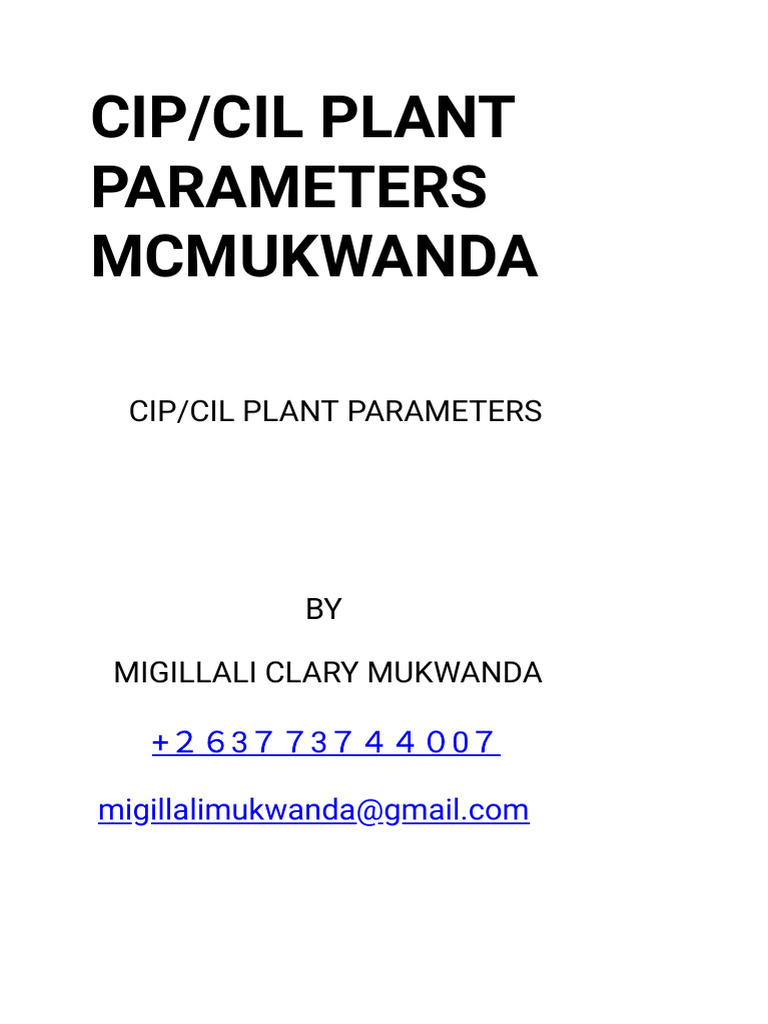 Parameters For Small Scale CIL or CIP Plants 1641863360 | PDF | Sodium ...