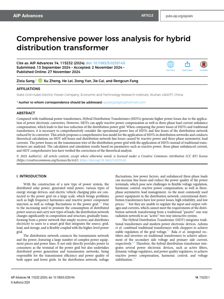 Hybrid Transformer Power Loss Analysis | PDF | Electric Power | Power ...