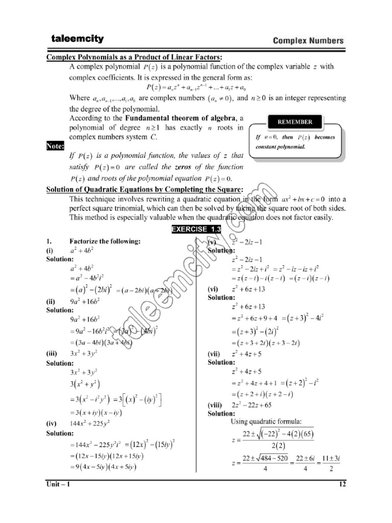 1st Year Math EX-1.3 Notes | PDF