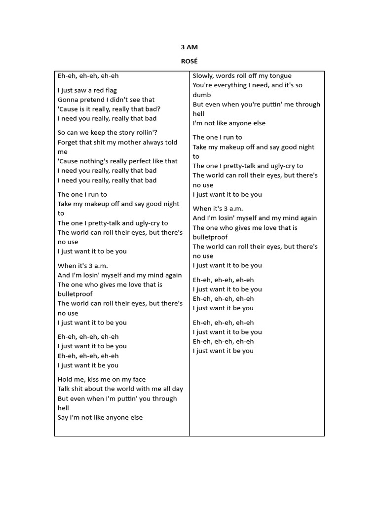 3 AM Love: A Heartfelt Ballad | PDF
