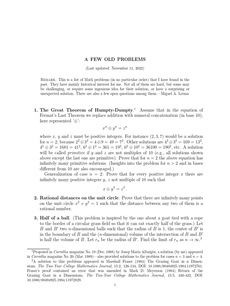 A Few Old Problems | PDF | Prime Number | Decimal