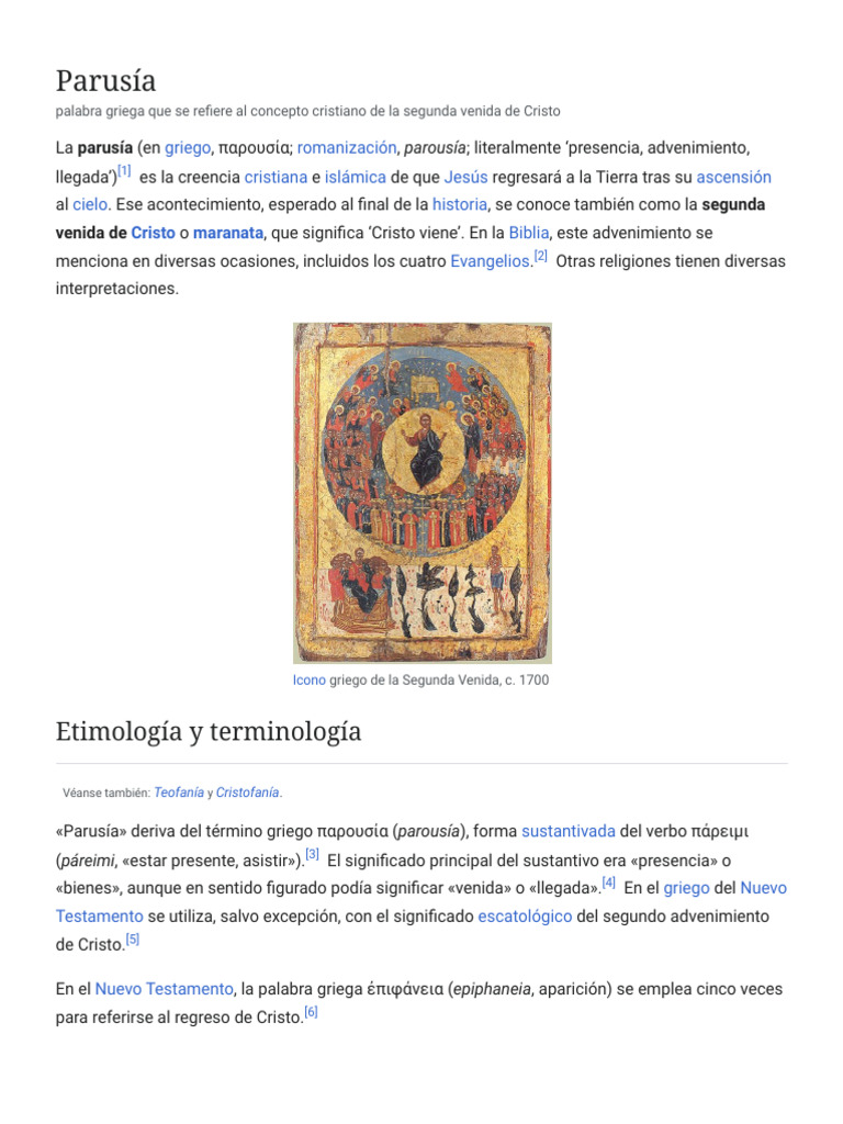 Parusía - Wikipedia, la enciclopedia libre | PDF | Segundo advenimiento ...