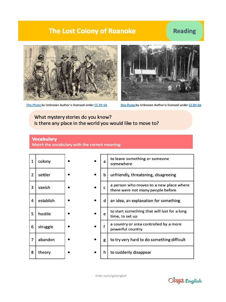 The Lost Colony of Roanoke Reading Lesson Reading Comprehension ...