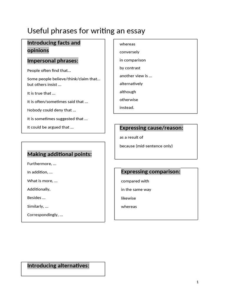 Essential Essay Writing Phrases | PDF