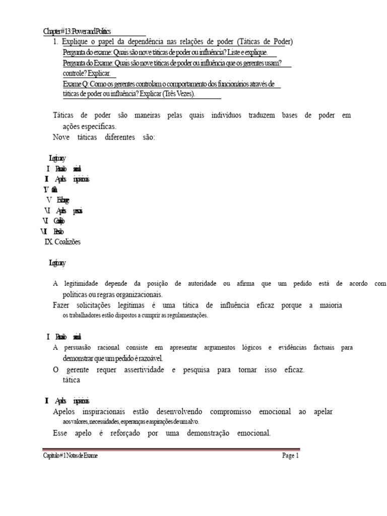 Nove Táticas de Poder Ou Influência | PDF | Poder (social e político ...