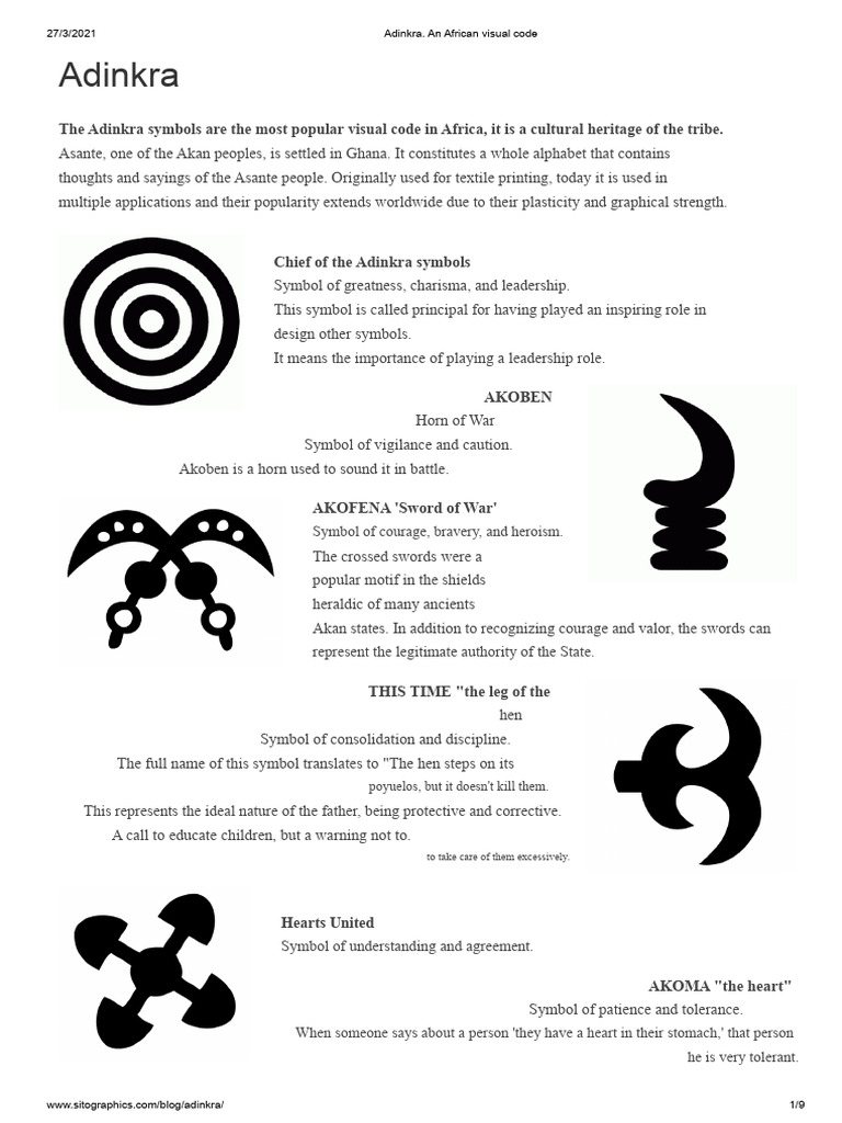 Adinkra Symbols: African Visual Language | PDF | Courage