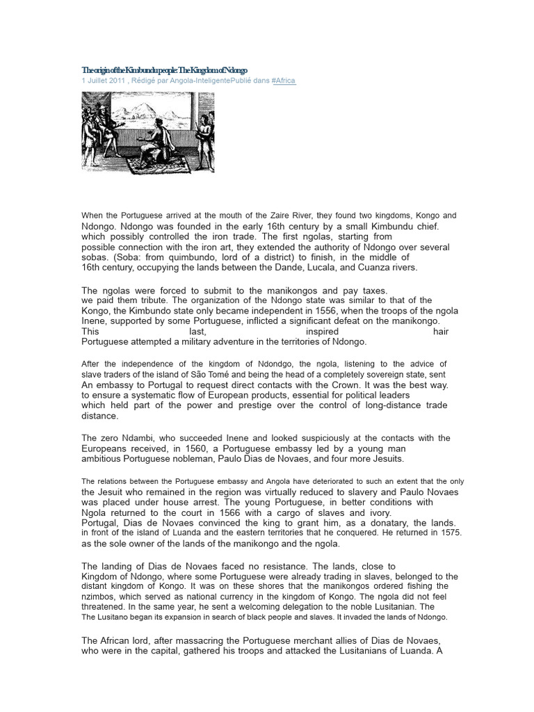 History of the Kimbundu and Ndongo Kingdom | PDF | Angola