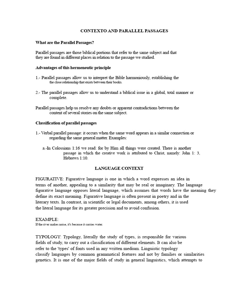 Context and Parallel Passages | PDF | Hermeneutics | Narrative