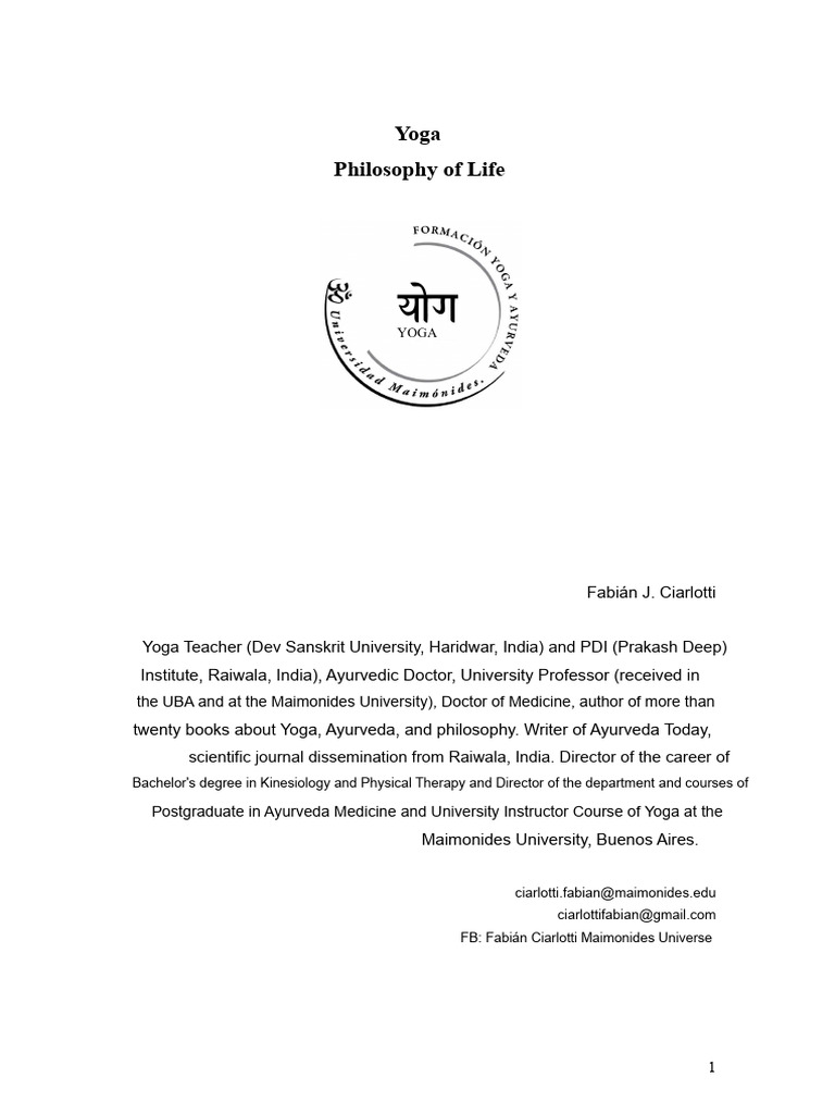 Yoga. Philosophy of Life | PDF | Yoga | Hindu Philosophy