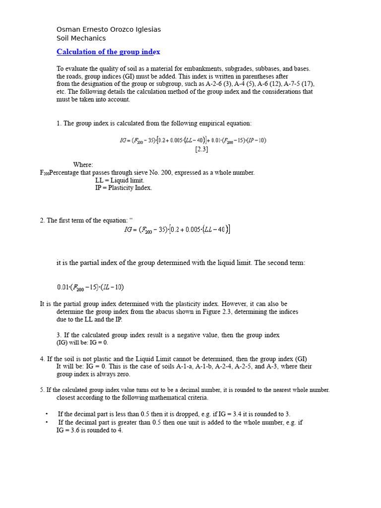 Calculation of the group index soil mechanics | PDF | Soil Mechanics ...