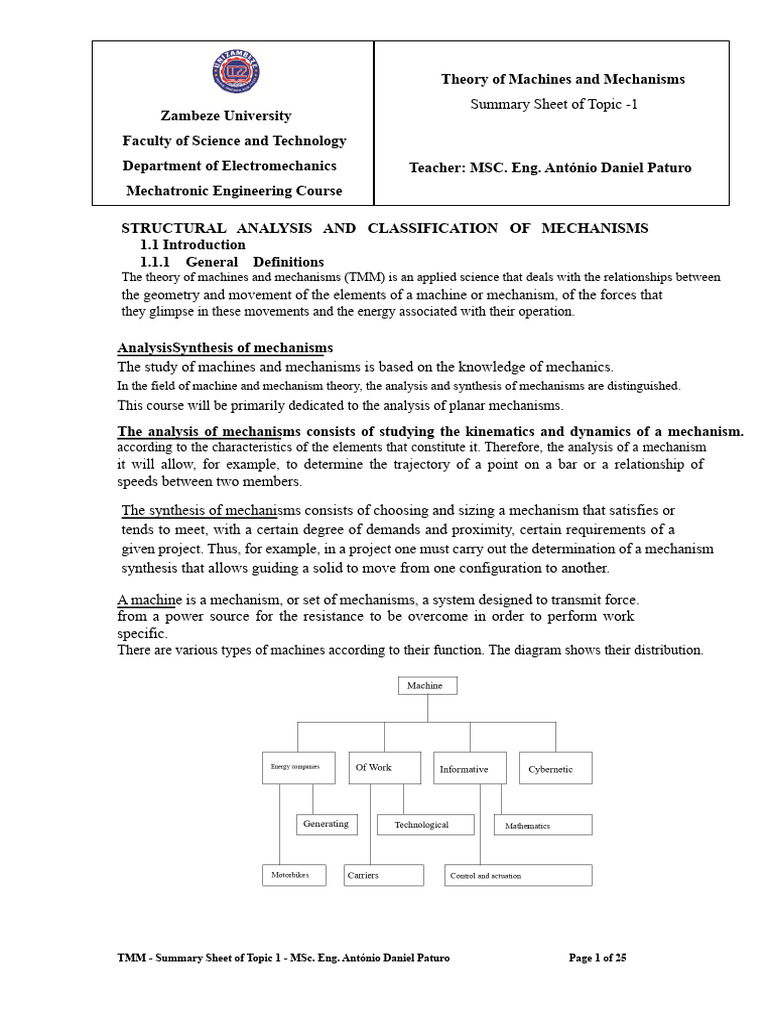 Mechanisms: Analysis and Classification | PDF | Kinematics | Machines