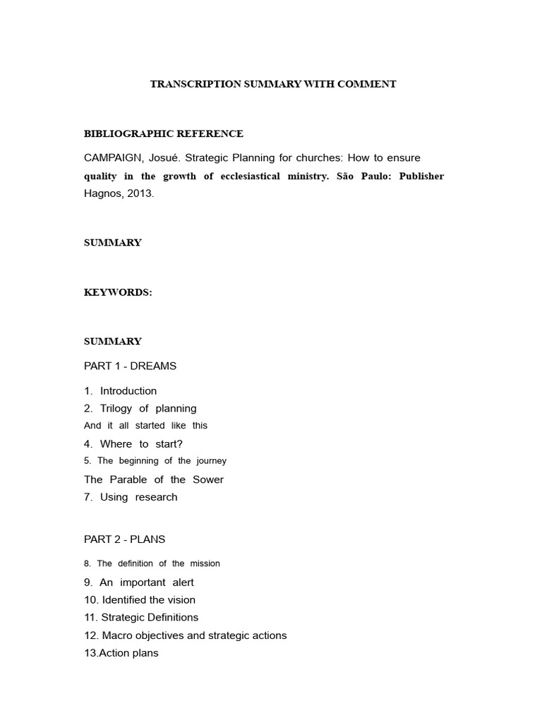 Strategic Church Planning Guide | PDF | Sowing | Disciple (Christianity)