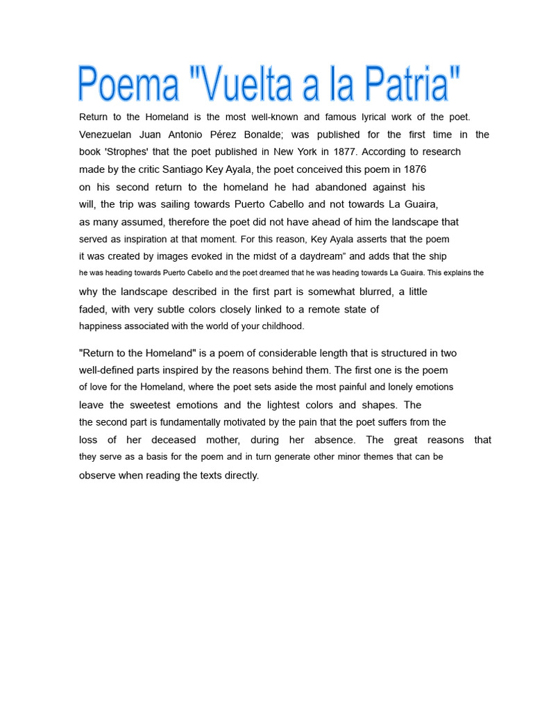 Poem Return To The Homeland | PDF | Poetry | Romanticism