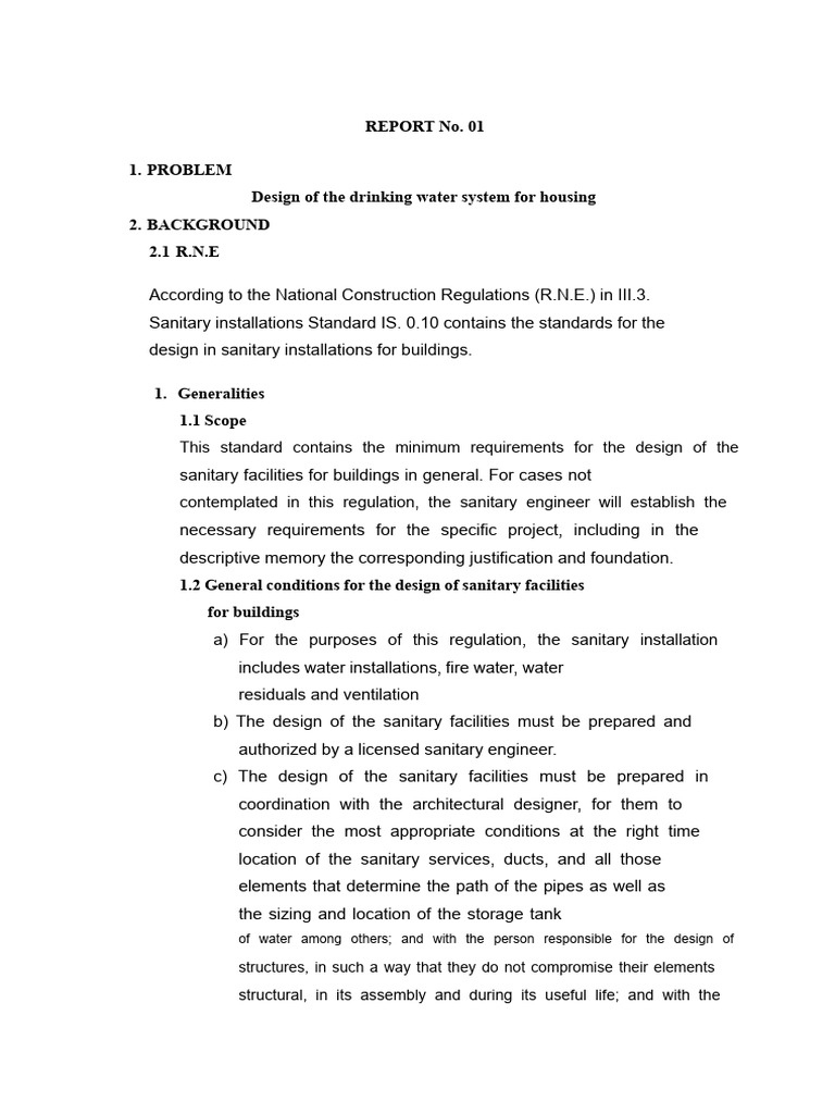 Design of Sanitary Installation For A Single-Family Home | PDF | Water ...