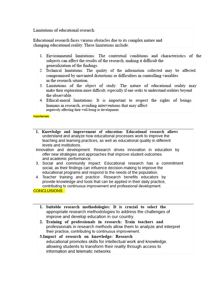 Limitations of Educational Research | PDF | Methodology | Knowledge