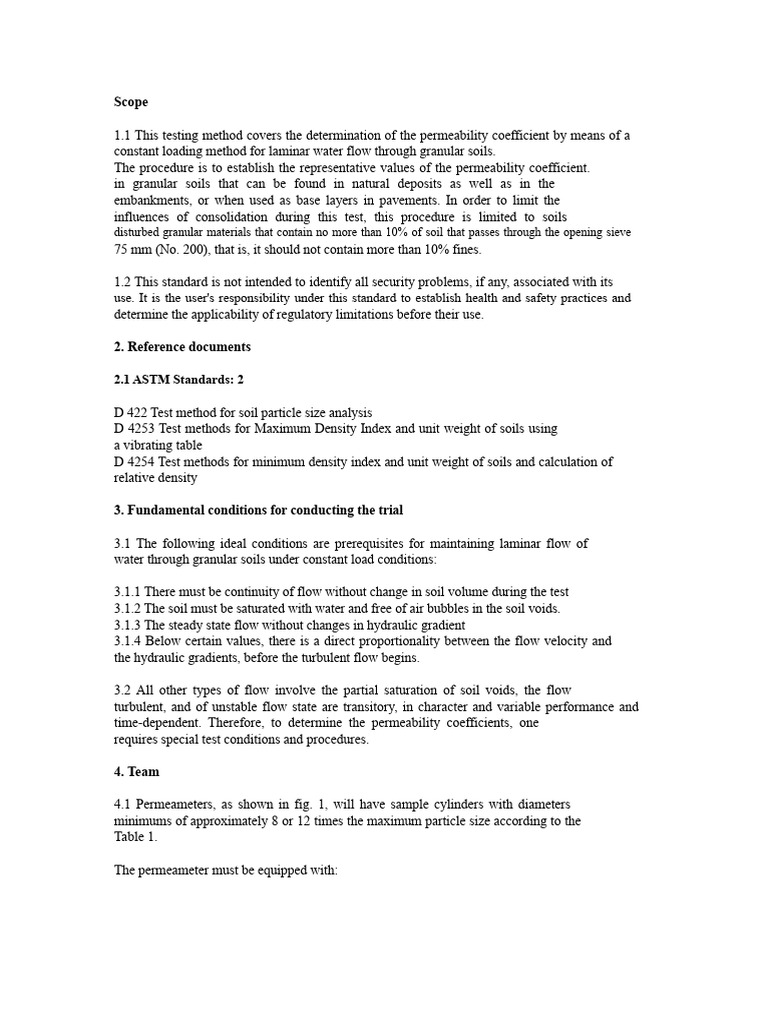 Granular Soil Permeability Testing Method | PDF | Porosity | Density