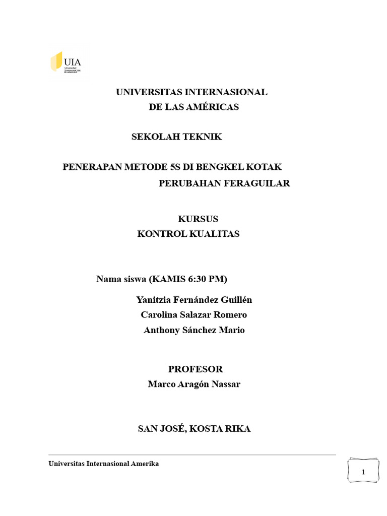 Penerapan Metode 5S di Bengkel Feraguilar | PDF