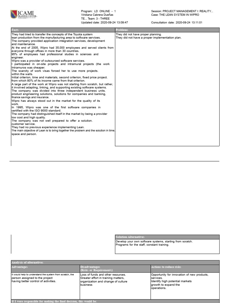 Case The Lean System at Wipro Technologies | PDF | Lean Manufacturing ...
