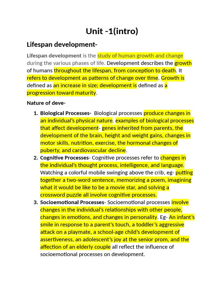 Lifespan Development: Key Concepts Explained | PDF | Embryo | Prenatal ...
