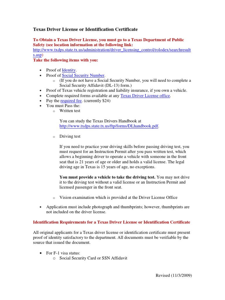 Texas ID Card Application Guide | PDF | Identity Document | Driver's ...