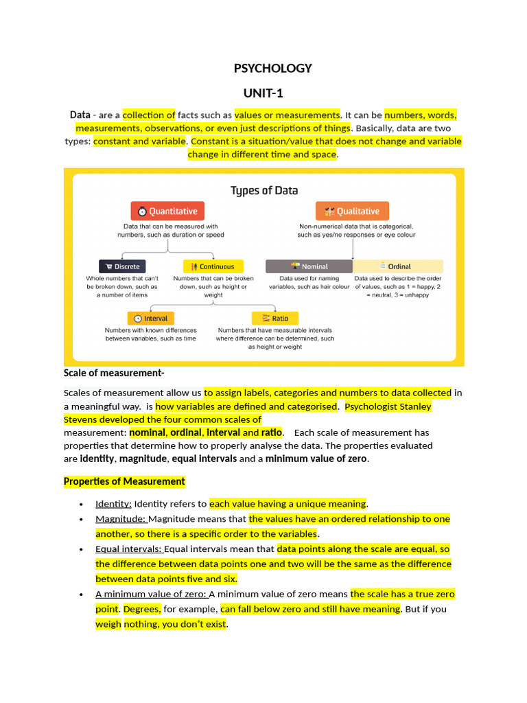 Understanding Scales of Measurement in Psychology | PDF | Level Of ...