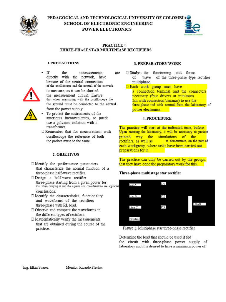 Three-Phase Star Rectifier Practice Guide | PDF | Rectifier | Power ...