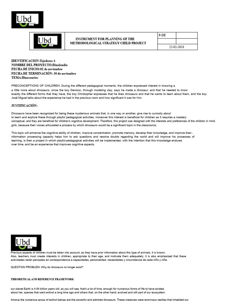 Dinolandia: Dinosaur Learning Project | PDF | Dinosaurs | Paleontology