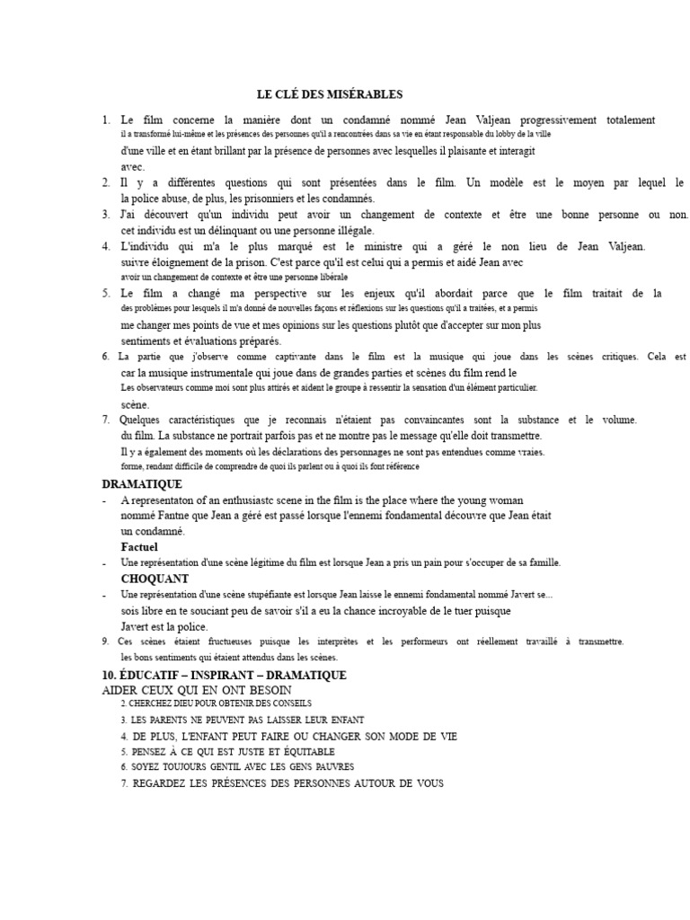 Analyse du film Les Misérables | PDF