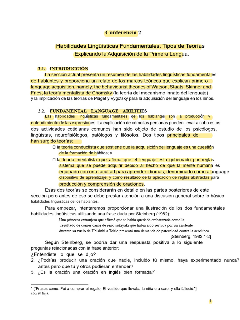 Conferencia 2 - Habilidades Lingüísticas Fundamentales | PDF ...