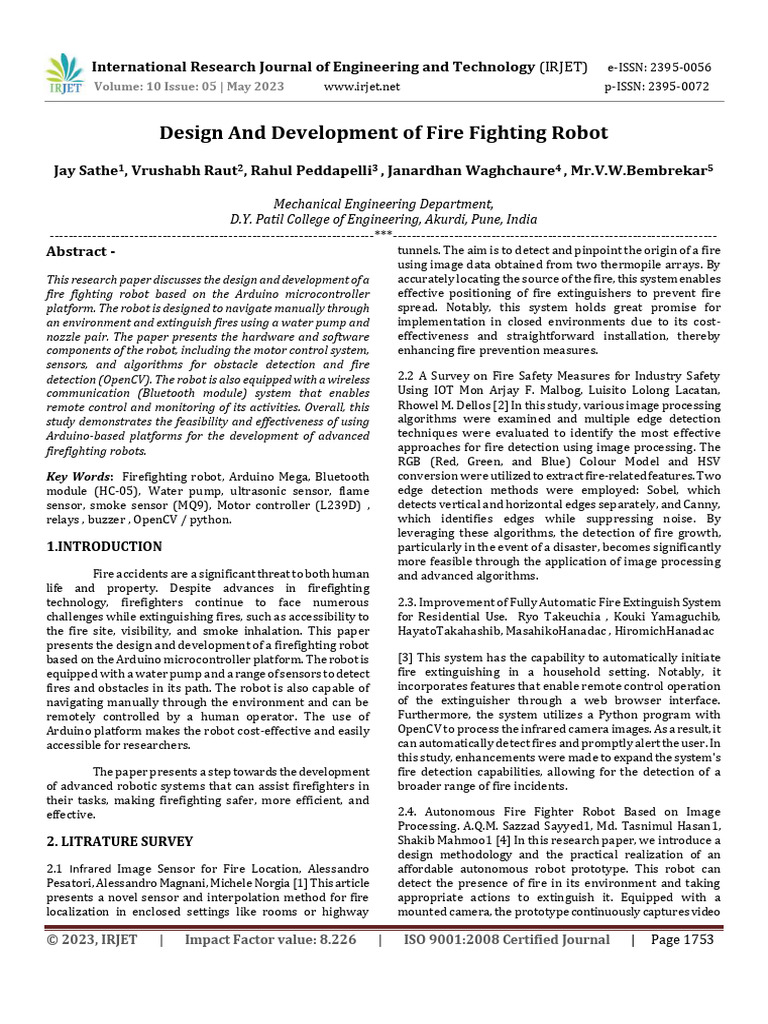 Design and Development of Fire Fighting | PDF | Robot | Robotics