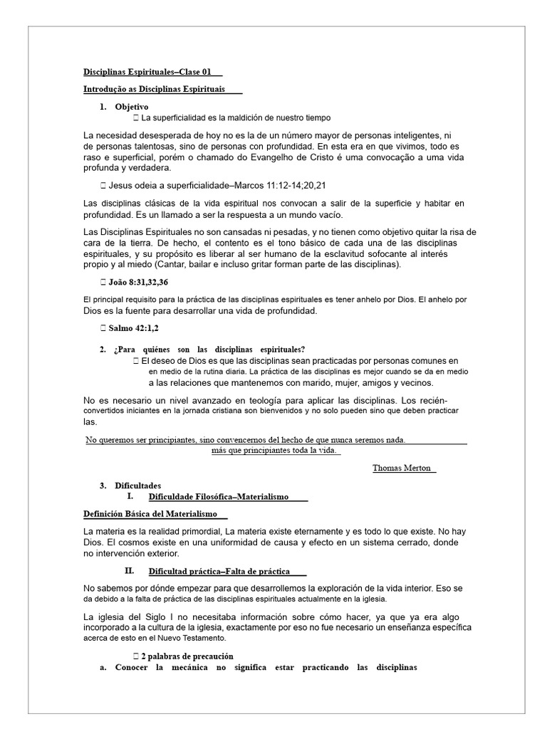Disciplinas Espirituales (CLASES) | PDF | Cristo (título) | Meditación