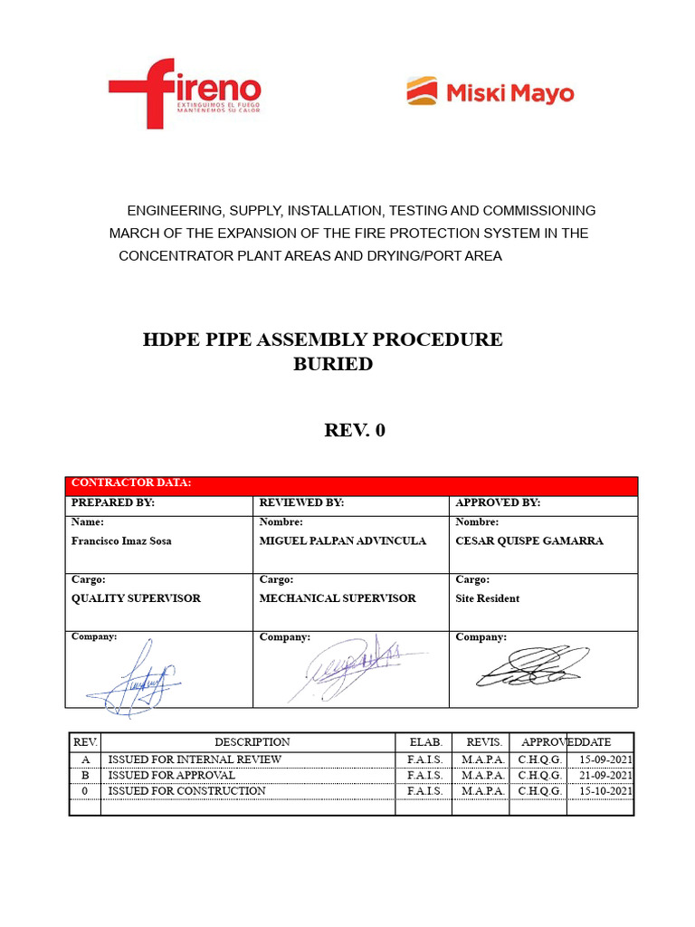 HDPE Pipe Installation Procedure Guide | PDF | Pipe (Fluid Conveyance ...